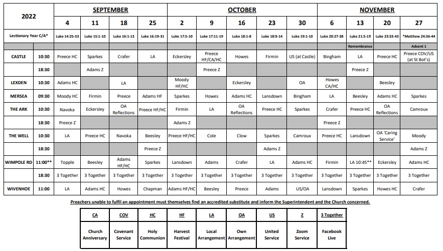 Preaching Plans – Wimpole Road Methodist Church